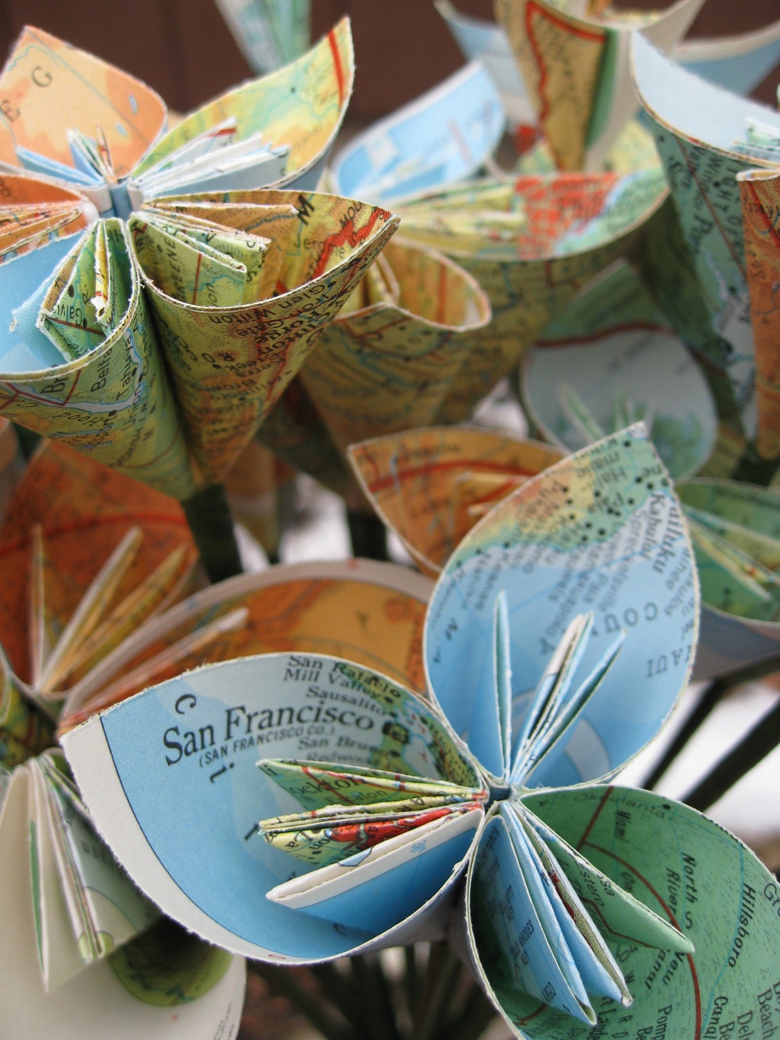 Vintage Map Paper Flower Bouquet, United States Map. CUSTOM ORDERS ...