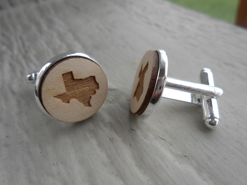 Wood Texas Cufflinks. Laser Engraved. Wedding, Groom, Groomsmen Gift ...