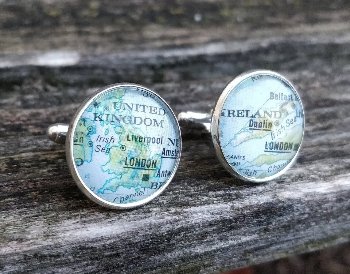 Vintage Map UNITED KINGDOM Cufflinks. Gift, Wedding, Groom, Birthday ...