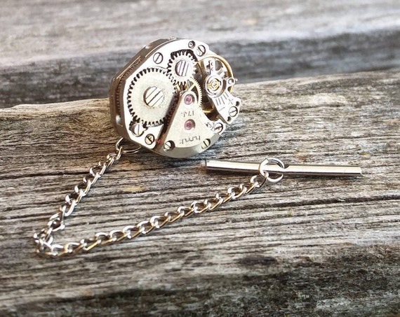 Steampunk Watch Tie Tack. Wedding Men Groom Gift Dad | Etsy