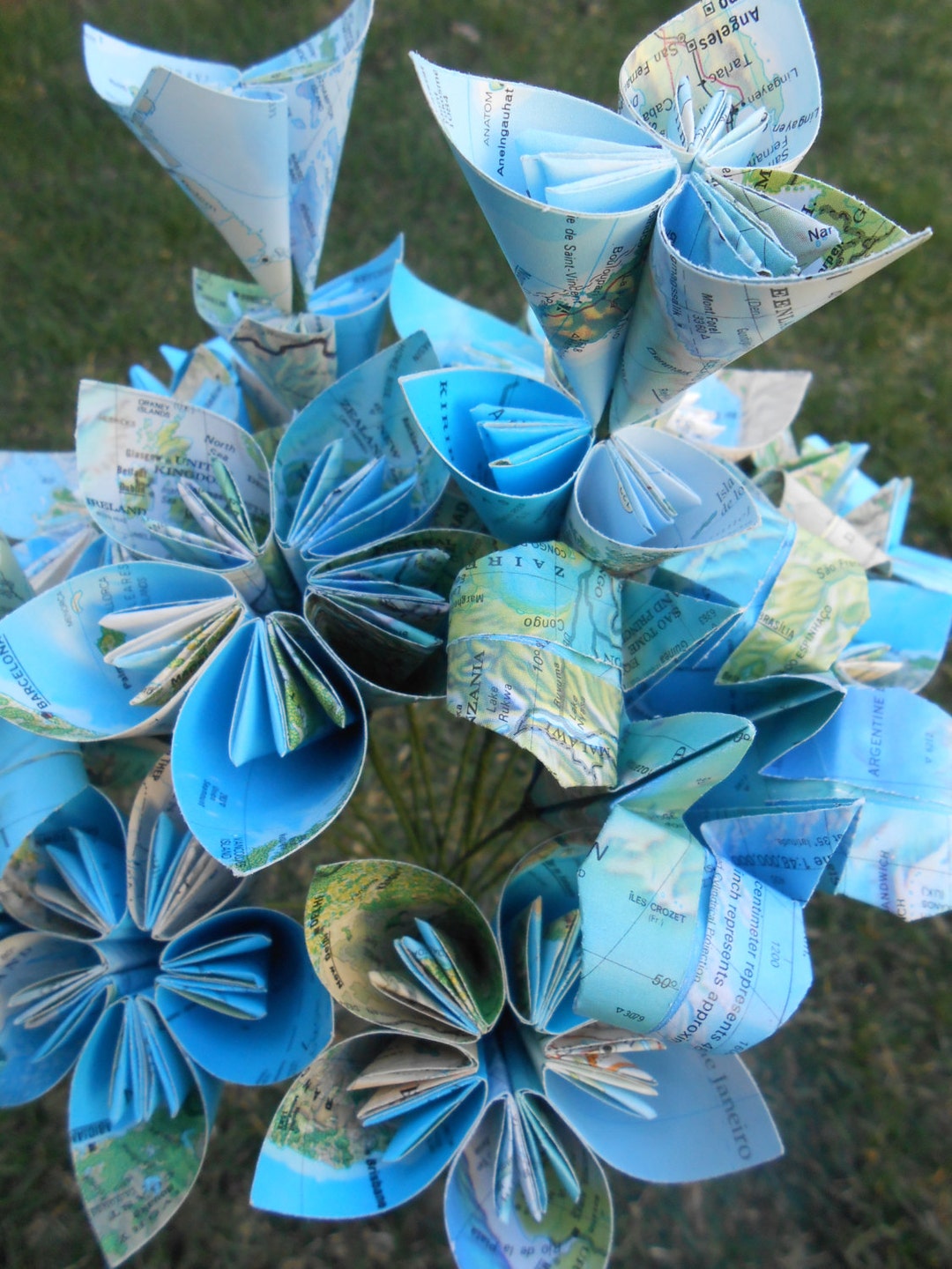 Vintage Map Paper Flower Bouquet. Gift for Her , Mother's Day ...