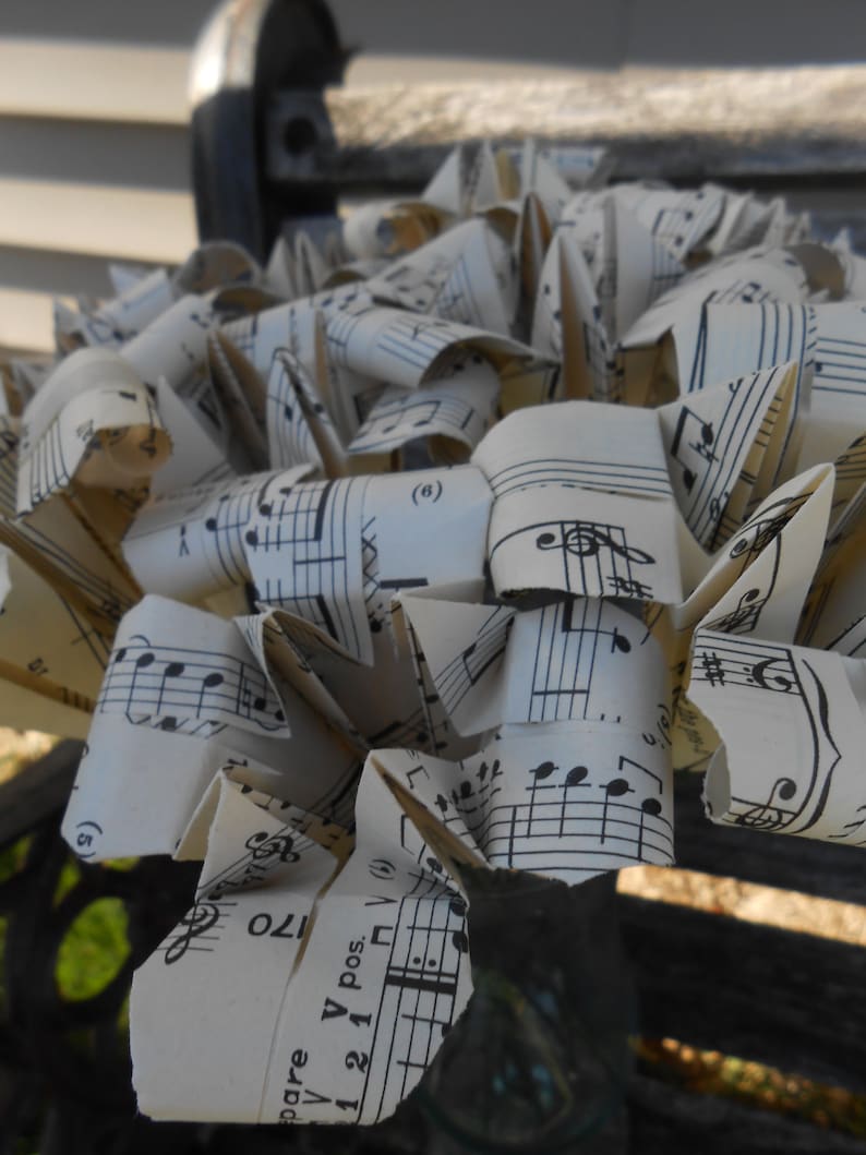 Vintage Sheet Music Lily Bouquet Upcycled Origami Paper - Etsy