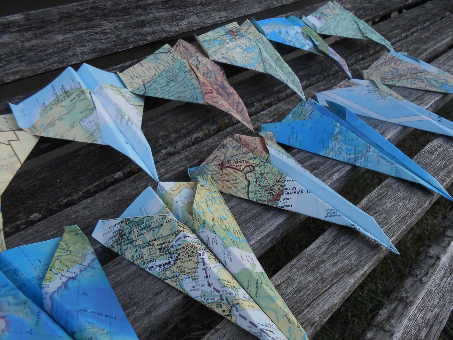Vintage MAP Paper Airplanes. Escort Cards, Wedding Decoration, Party ...