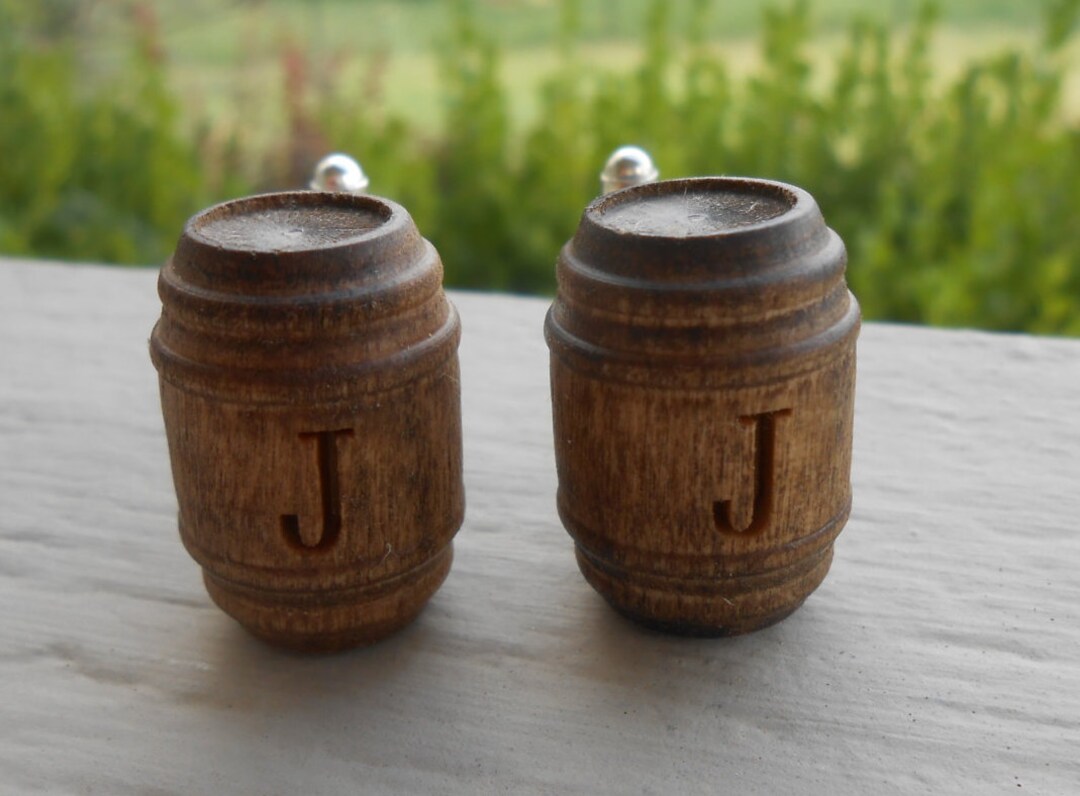 MONOGRAM BEER BARREL Cufflinks. Wood. Wedding, Men's, Groomsmen Gift ...