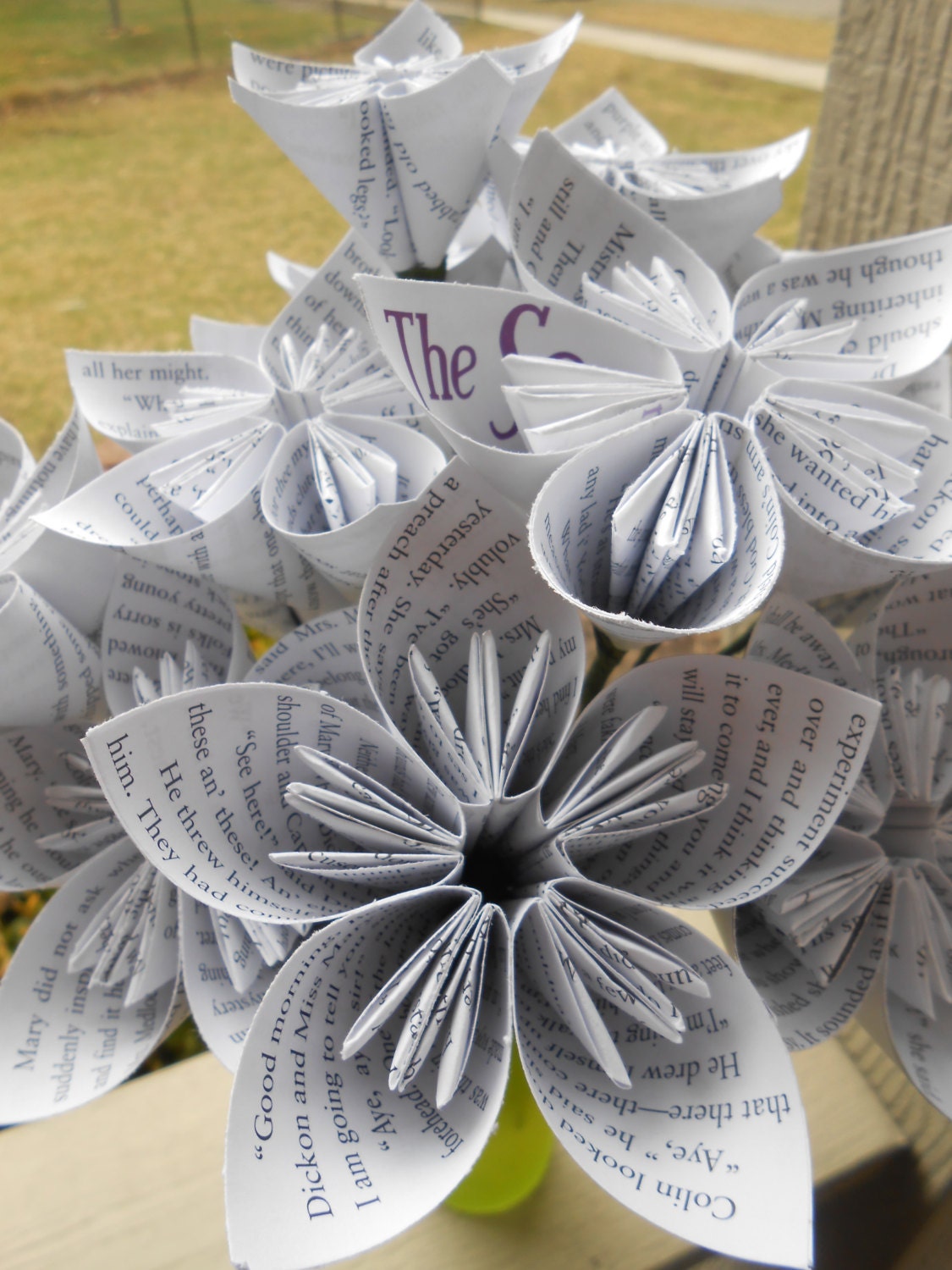 Secret Garden Paper Flower Bouquet, Origami Paper Flowers. Upcycled ...