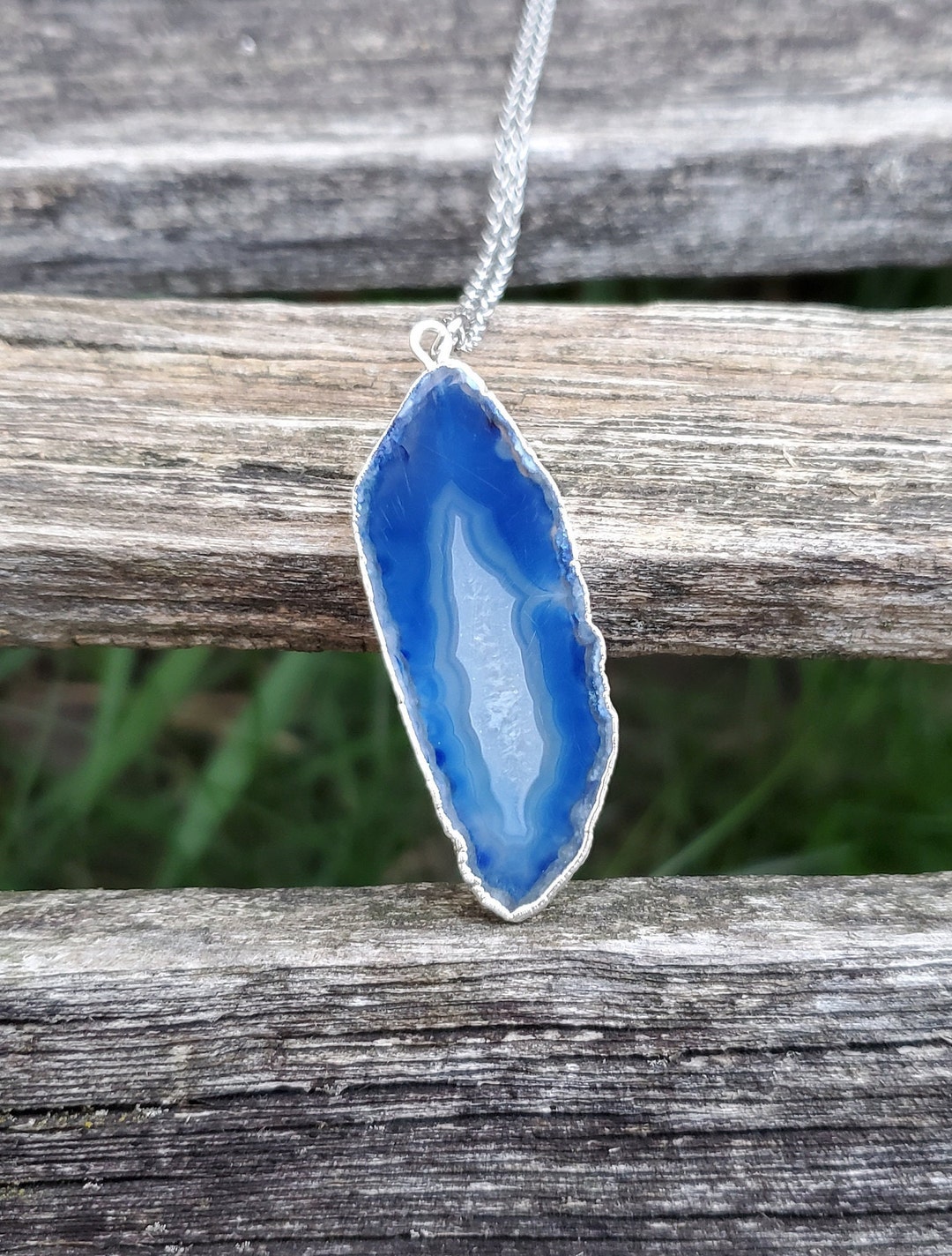 Blue Geode Necklace. Anniversary Gift, Birthday Gift, Gift for Mom - Etsy