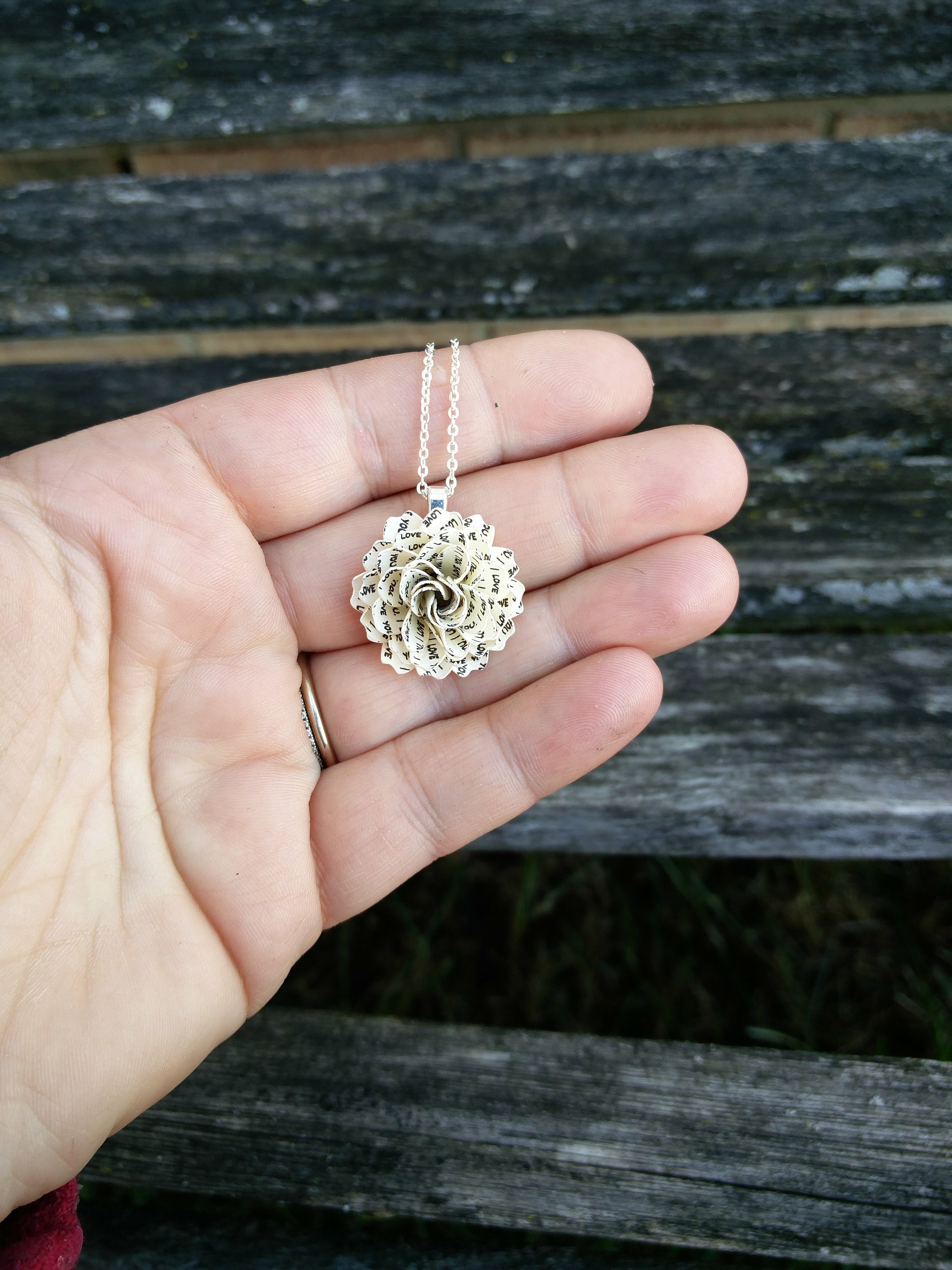 I Love You Dahlia Paper Flower Necklace. Wedding Bridesmaid | Etsy