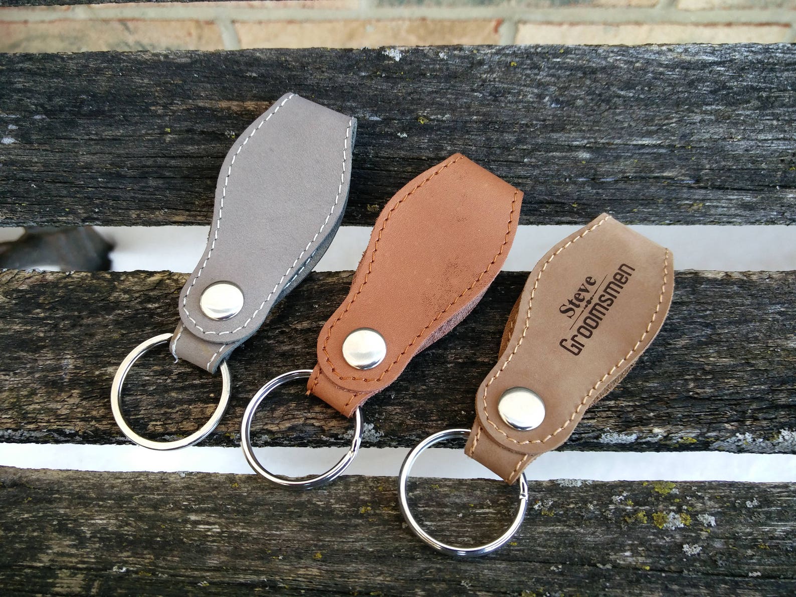 Customized Leather Keychain. Laser Engraved Tag. Wedding | Etsy