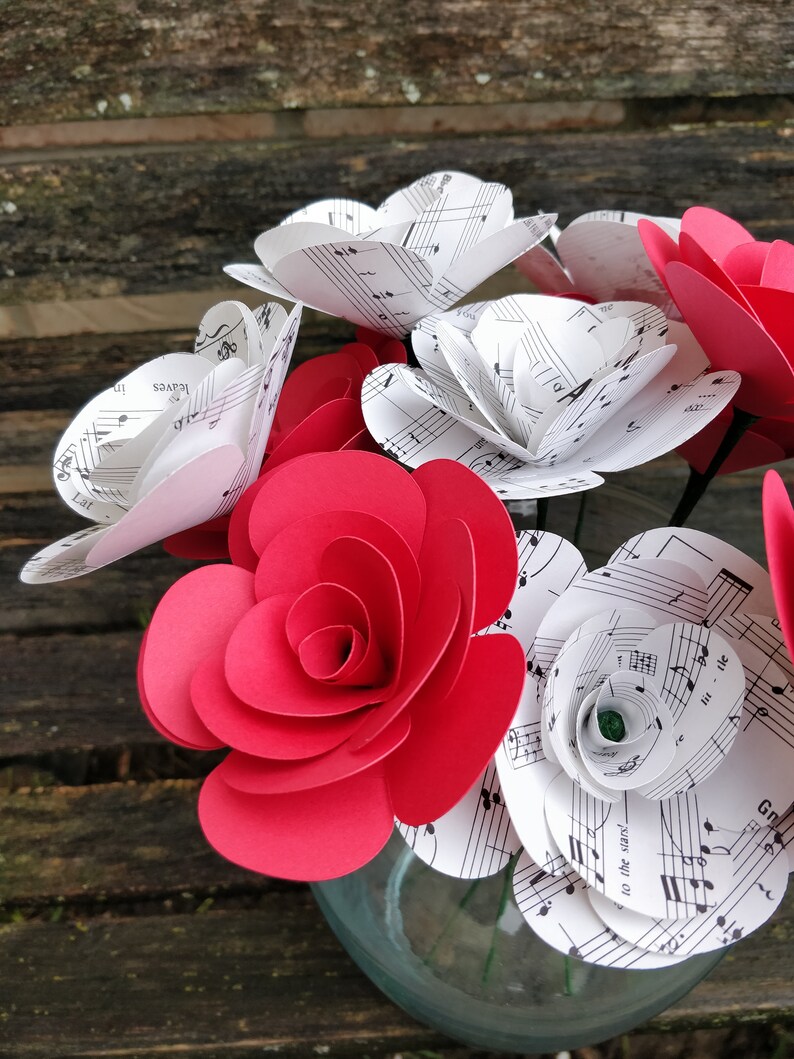 Dozen Paper Roses. CHOOSE YOUR COLORS. Wedding Bouquet | Etsy