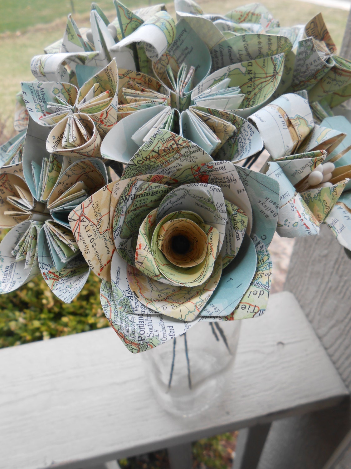 Vintage Map Paper Flower Bouquet. World Maps. Origami - Etsy