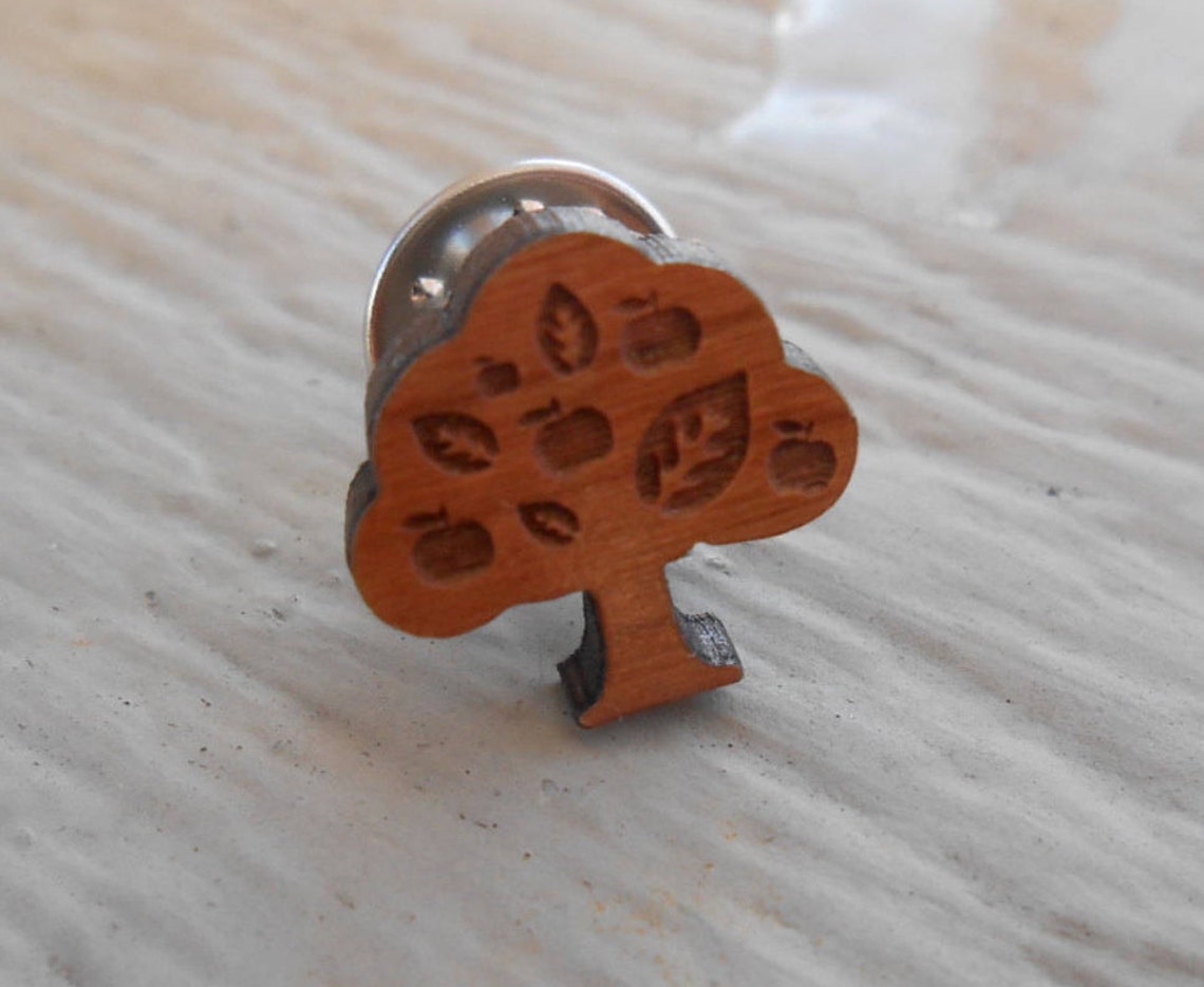 Apple Tree Tie Tack. Lapel Pin. Cherry Wood. Wedding Gift | Etsy