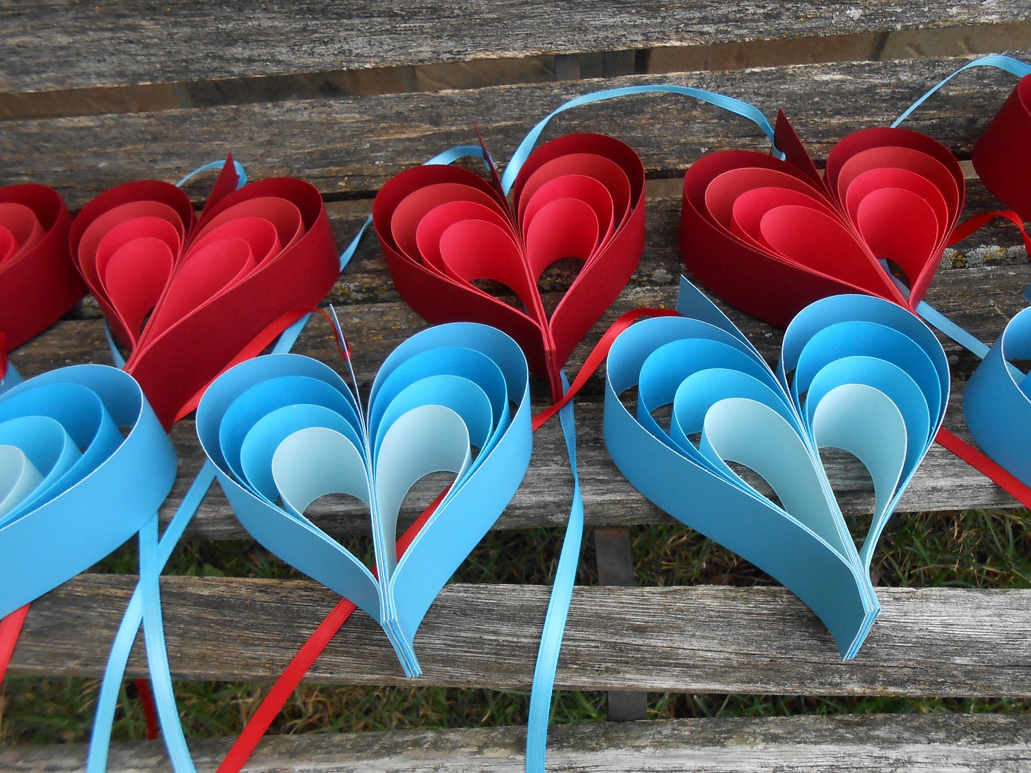 10 Custom Hearts. CHOOSE YOUR COLORS. Garland or Individual. | Etsy