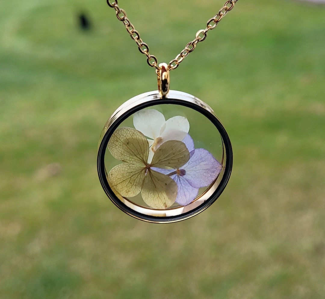 Hydrangea Flower Necklace. Real Pressed Flower Necklace. Gift for ...