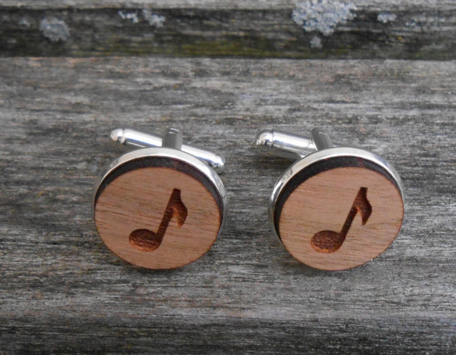 Music Note Cufflinks. Laser Engraved Wood. Wedding, Anniversary ...