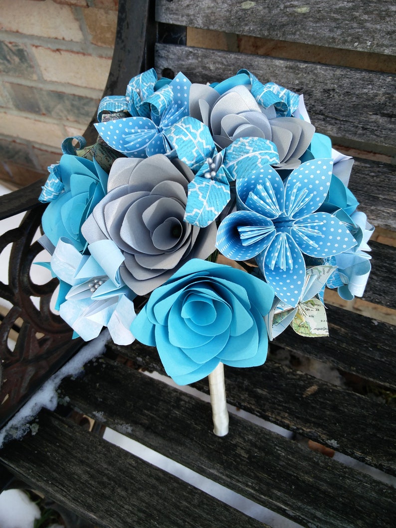 Custom Paper Flower Wedding Bouquets. You Pick the Colors | Etsy