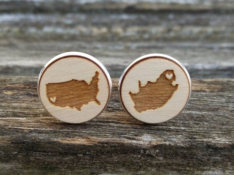 Bride & Groom Country Cufflinks. CHOOSE YOUR PLACES. Laser | Etsy