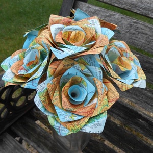 6 Map Roses. First Anniversary Gift, Birthday Gift, Gift for Her, Gift ...