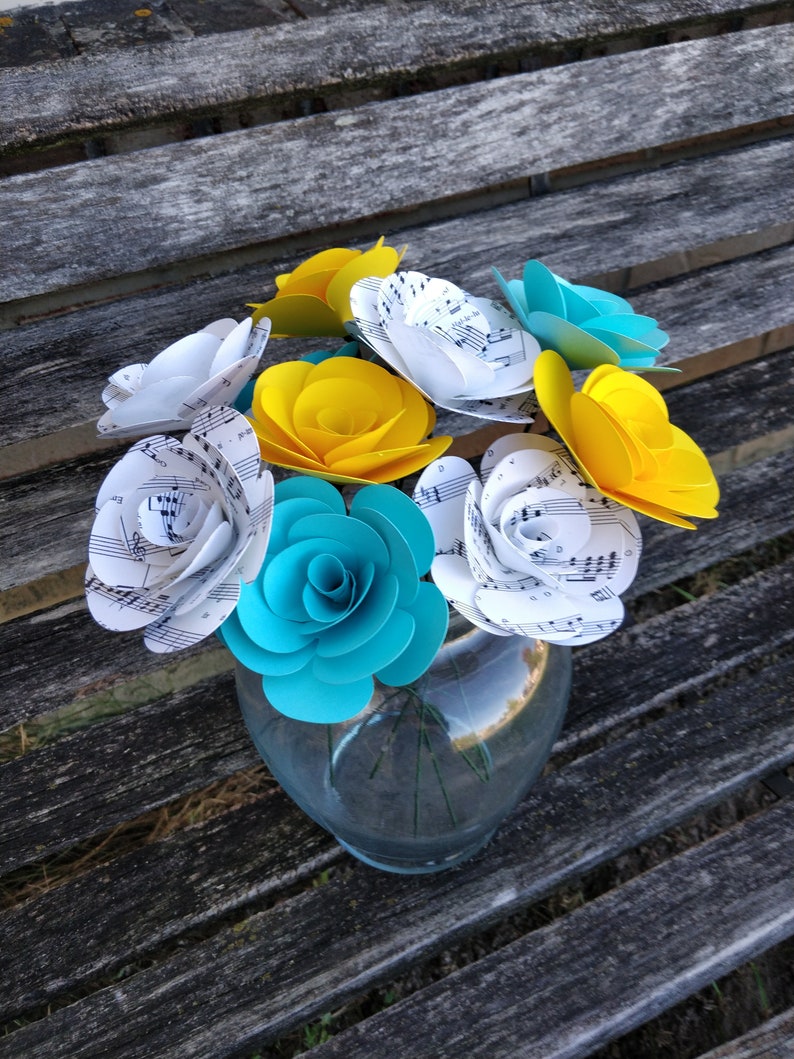 Dozen Paper Roses. CHOOSE YOUR COLORS. Wedding Bouquet | Etsy