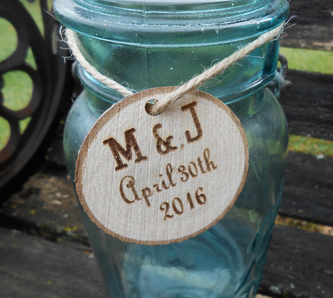 25 Personalized Wood Rounds. Laser Cut, Rustic Wedding Favor, Table ...