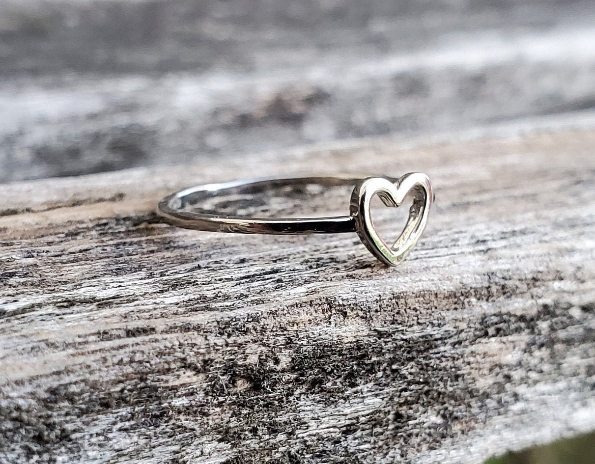 Tiny Heart Ring. Choose Size & Color Gift For Anniversary | Etsy