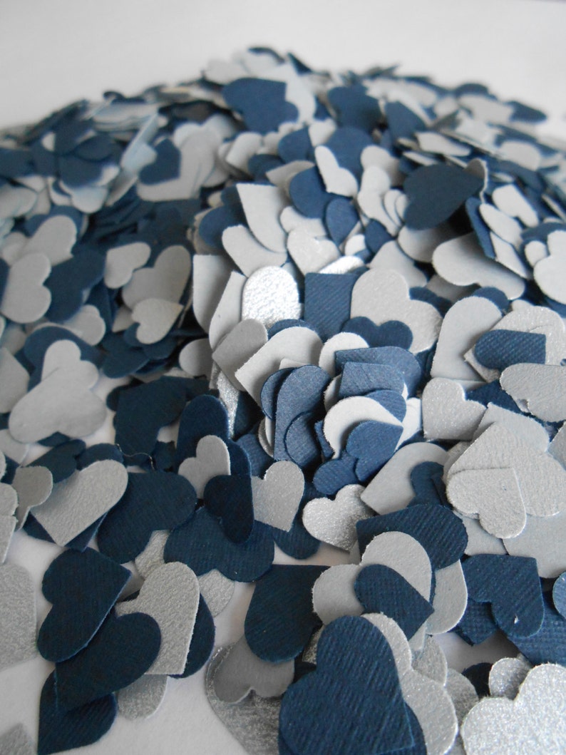 Over 2000 Mini Confetti Hearts. Navy & Silver. Weddings, Showers ...