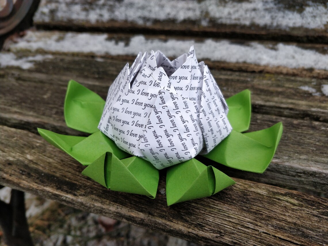 Personalized Message Lotus & Scroll. Unique Anniversary Gift | Etsy