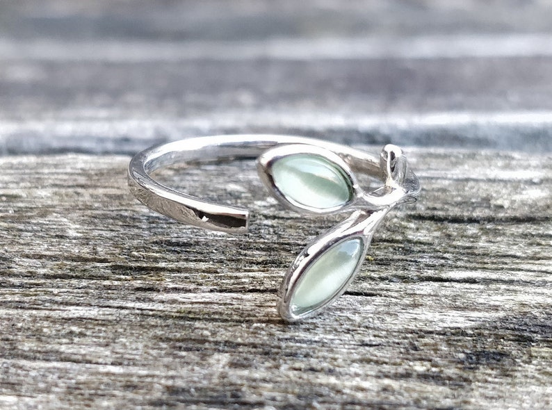 Green Leaf Ring. Silver. Gift for Anniversary Birthday - Etsy