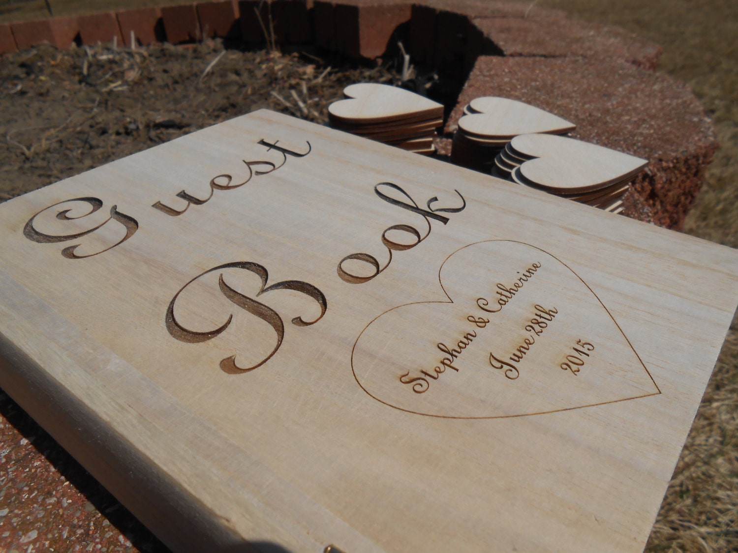 Rustic Guest Book Box With Hearts. Guest Book | Etsy