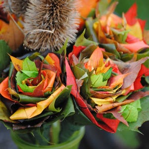 12 FALL Maple Leaf Roses, With Teasel. REAL LEAVES! Fall Home Decor ...
