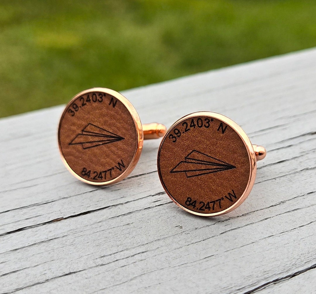 Paper Airplane Cufflinks. Monogram Cufflinks. Leather, Engraved ...