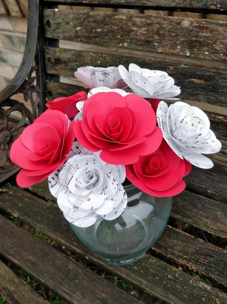 Dozen Paper Roses. CHOOSE YOUR COLORS. Wedding Bouquet | Etsy