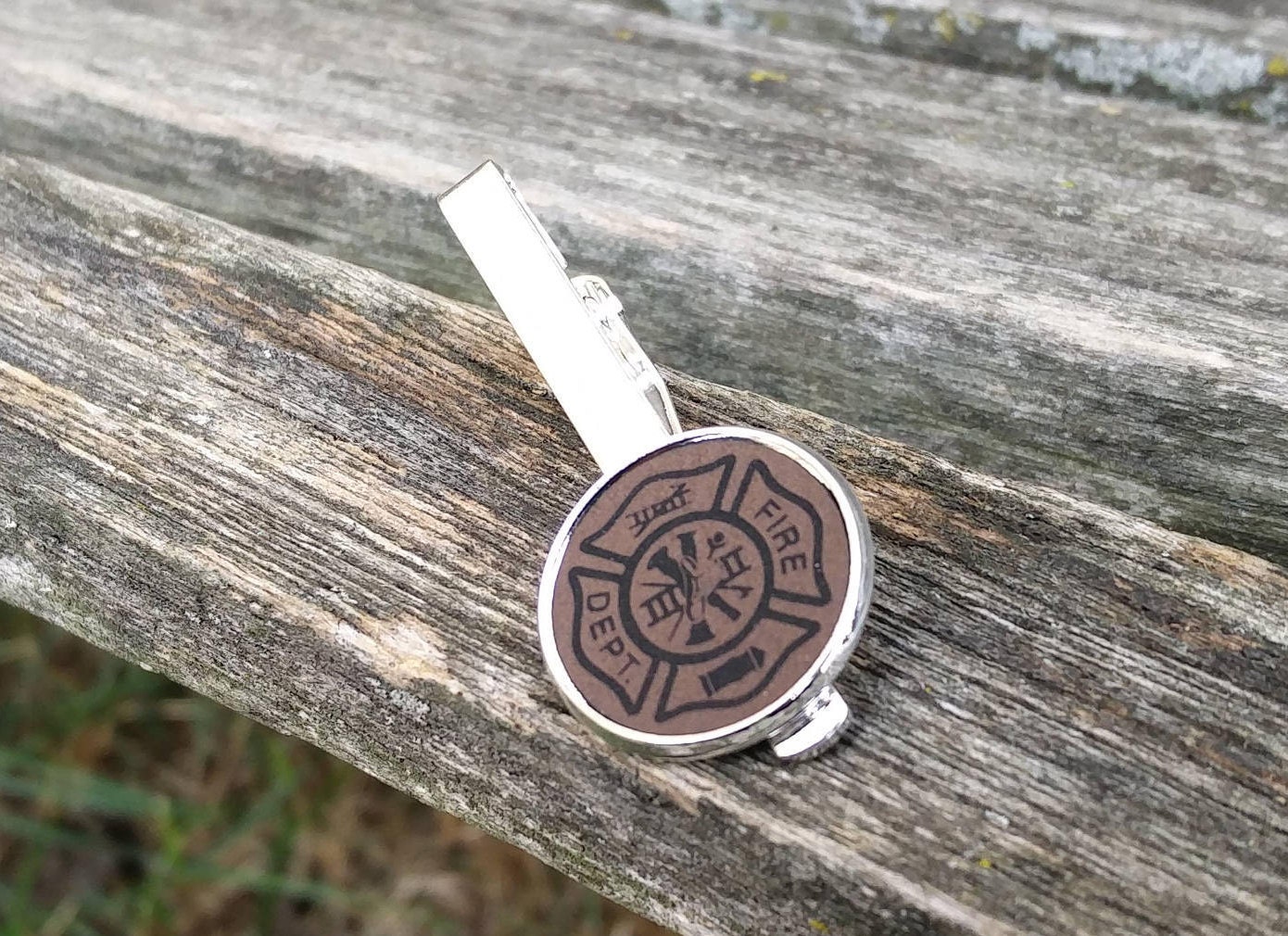 Firefighter Tie Clip. Leather Engraved. Wedding Groom | Etsy