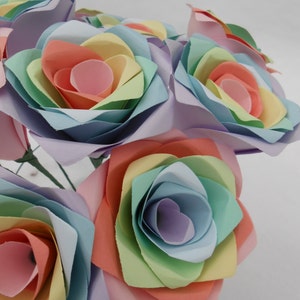 Dozen Pastel Paper Roses. Wedding, Easter, Spring, Mother's Day Gift ...