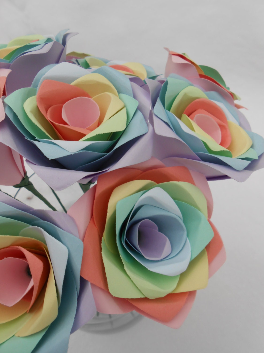 Dozen Pastel Paper Roses. Wedding Easter Spring | Etsy