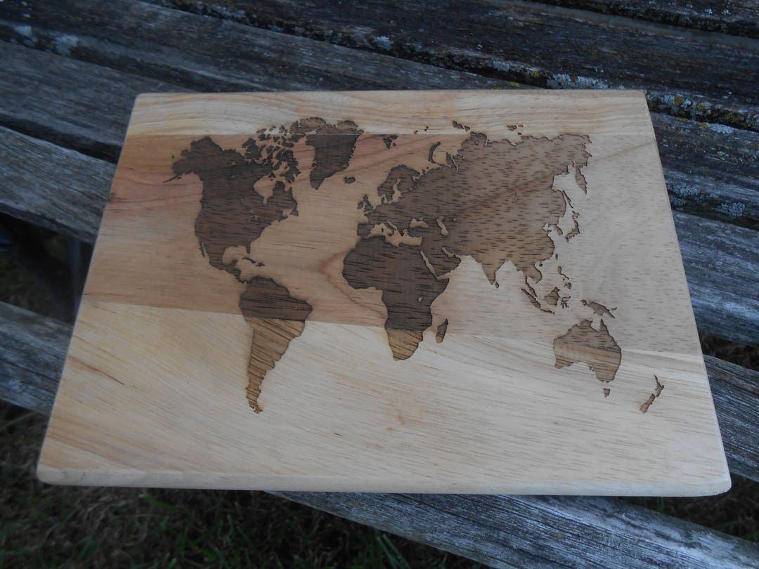 World Map Cutting Board, Laser Engraved. Gift for Dad, Fathers Day ...