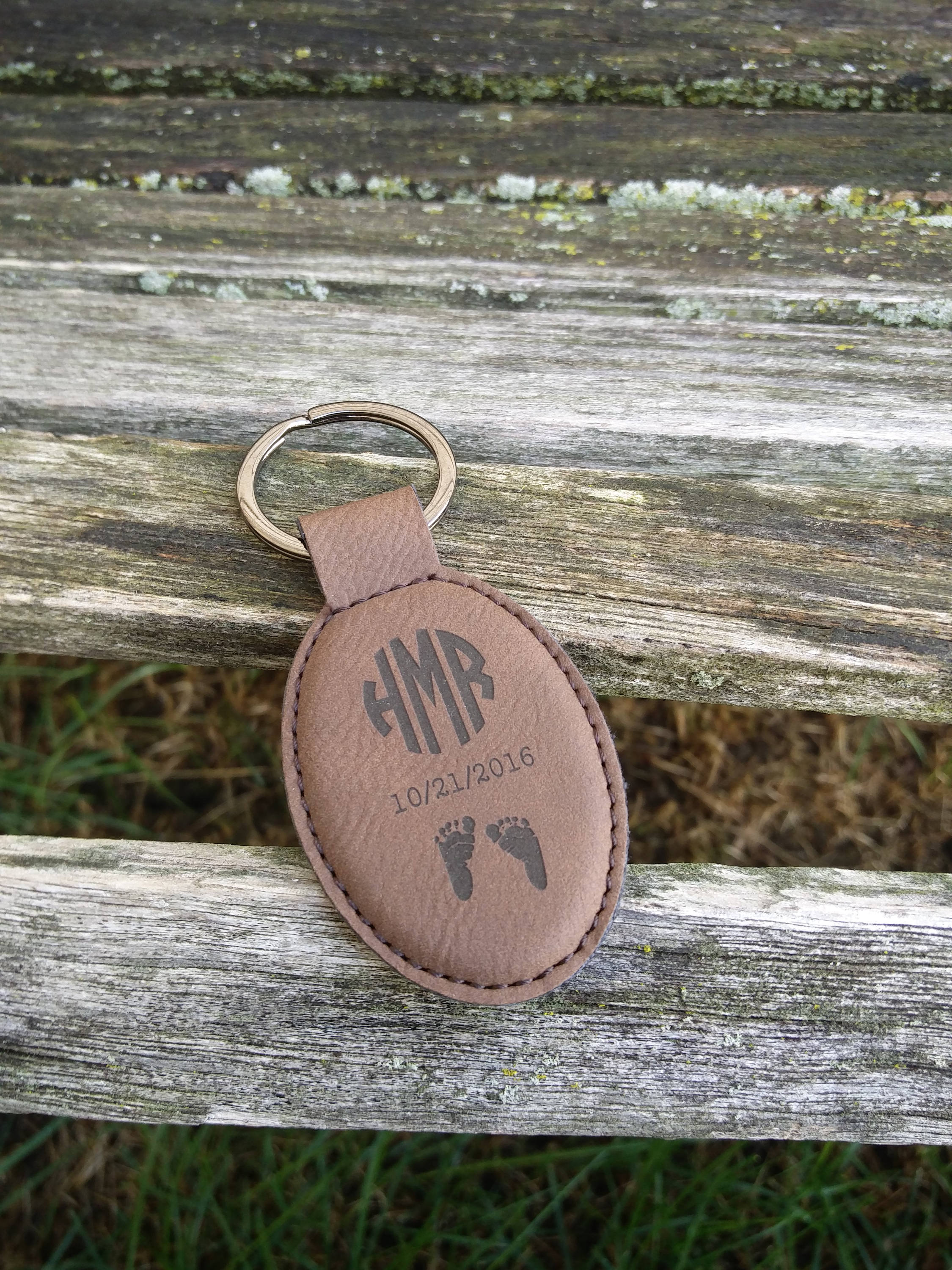 Customized Leather Keychain. Laser Engraved Tag. Wedding, Groomsmen ...