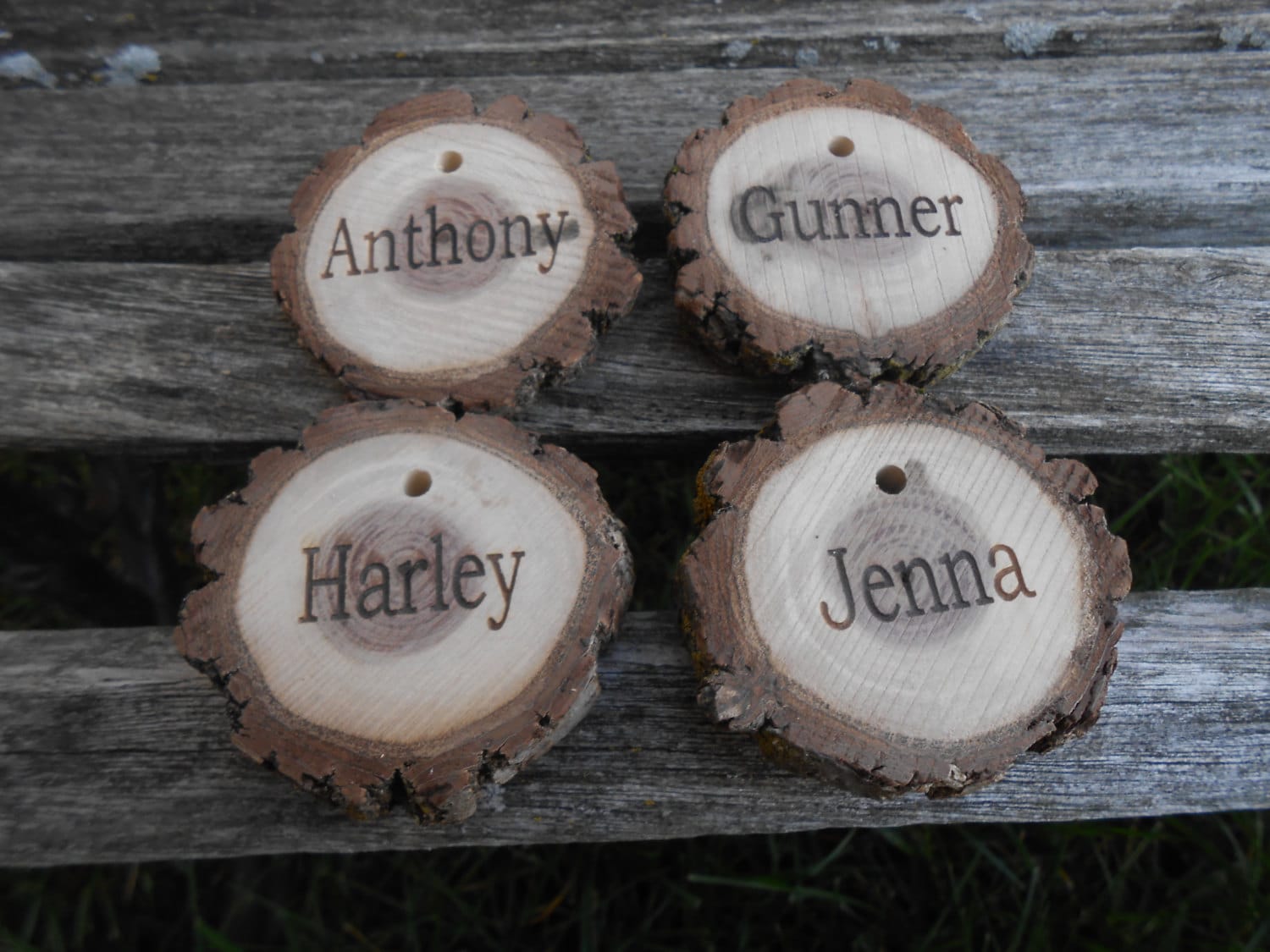 CHRISTMAS STOCKING NAME Tags. Personalized Wood Round Live | Etsy