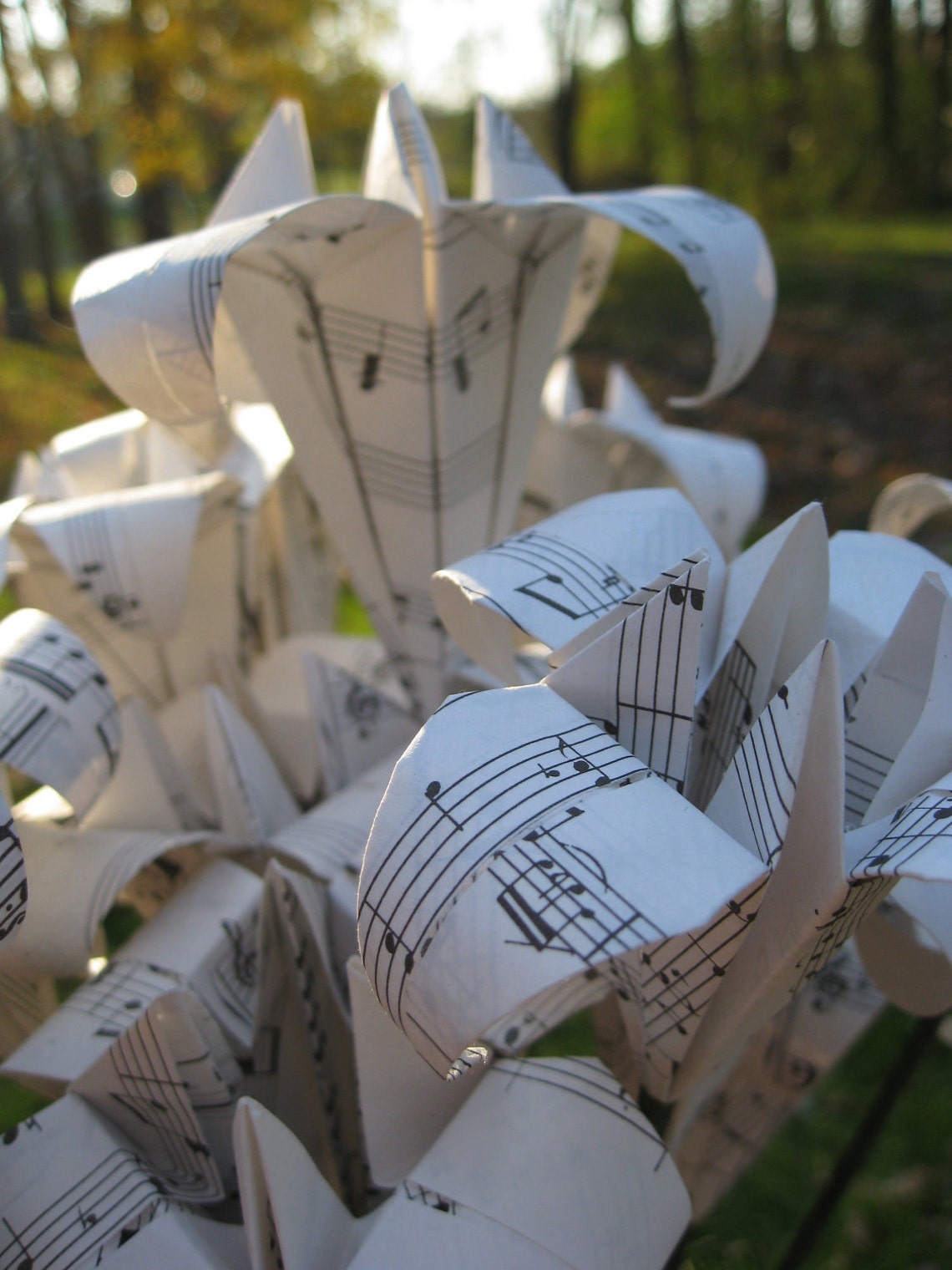 Vintage Sheet Music Lily Bouquet, Upcycled Origami Paper Flower Bouquet ...