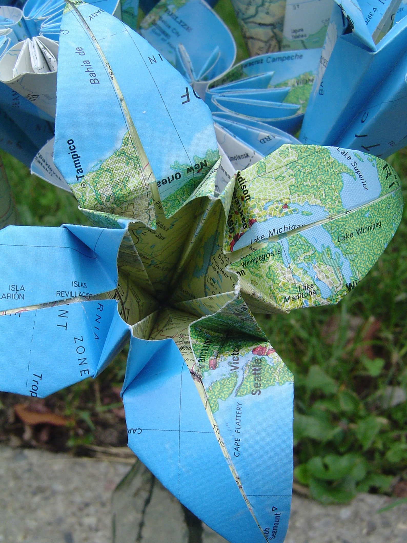 Vintage Map Paper Flower Bouquet. Origami Kusudama Lily. | Etsy