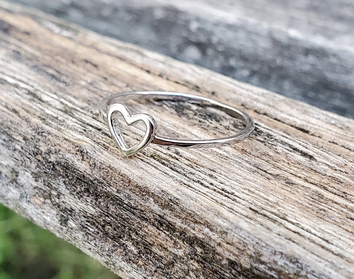 Tiny Heart Ring. Choose Size & Color Gift For Anniversary | Etsy