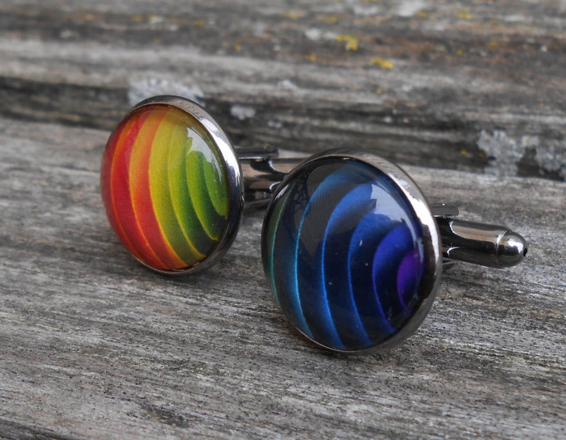 Rainbow Cufflinks. Wedding, Men's Christmas Gift, Groomsmen, Dad ...