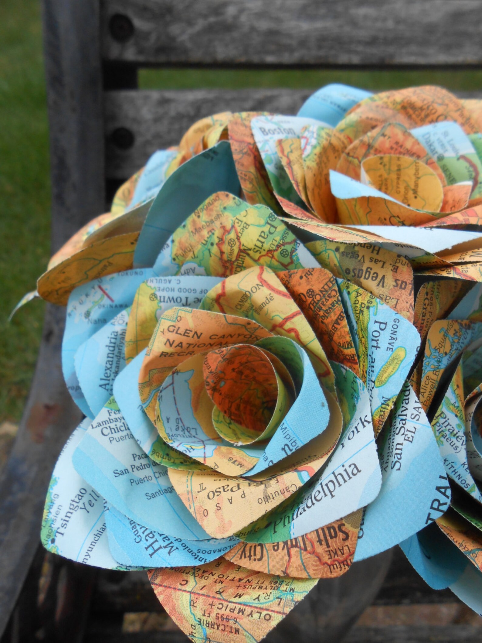 6 Map Roses. First Anniversary Gift, Birthday Gift, Gift for Her, Gift ...