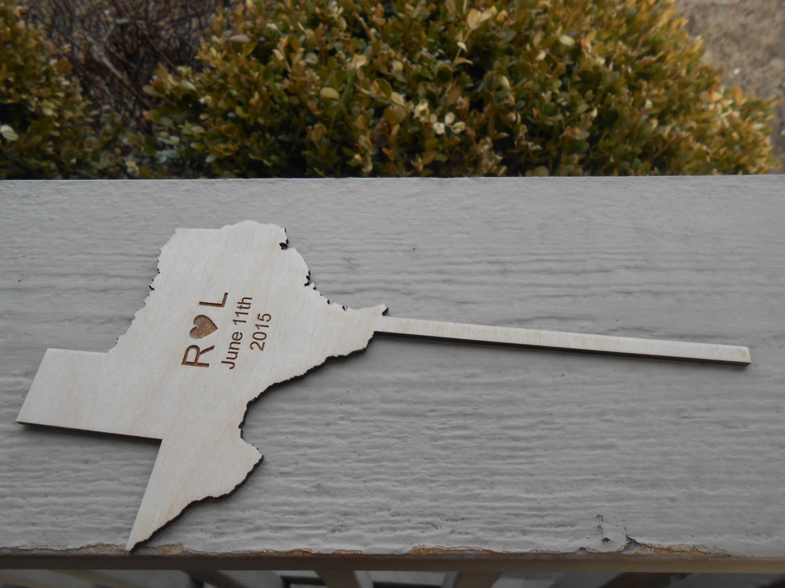YOUR STATE Wedding Cake Topper. Laser Engraved Name & Date. - Etsy