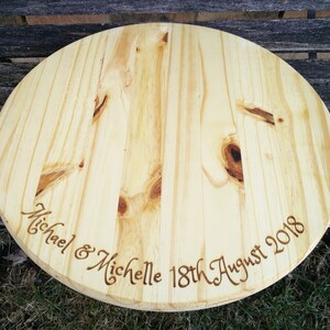 Custom Engraved Cake Stand. Large Wood Round. Wedding, Shower ...