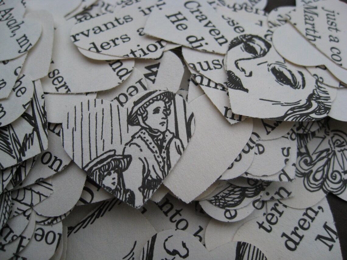 1000 Secret Garden Book Confetti Hearts. 1 Inch. Wedding Confetti, Book ...