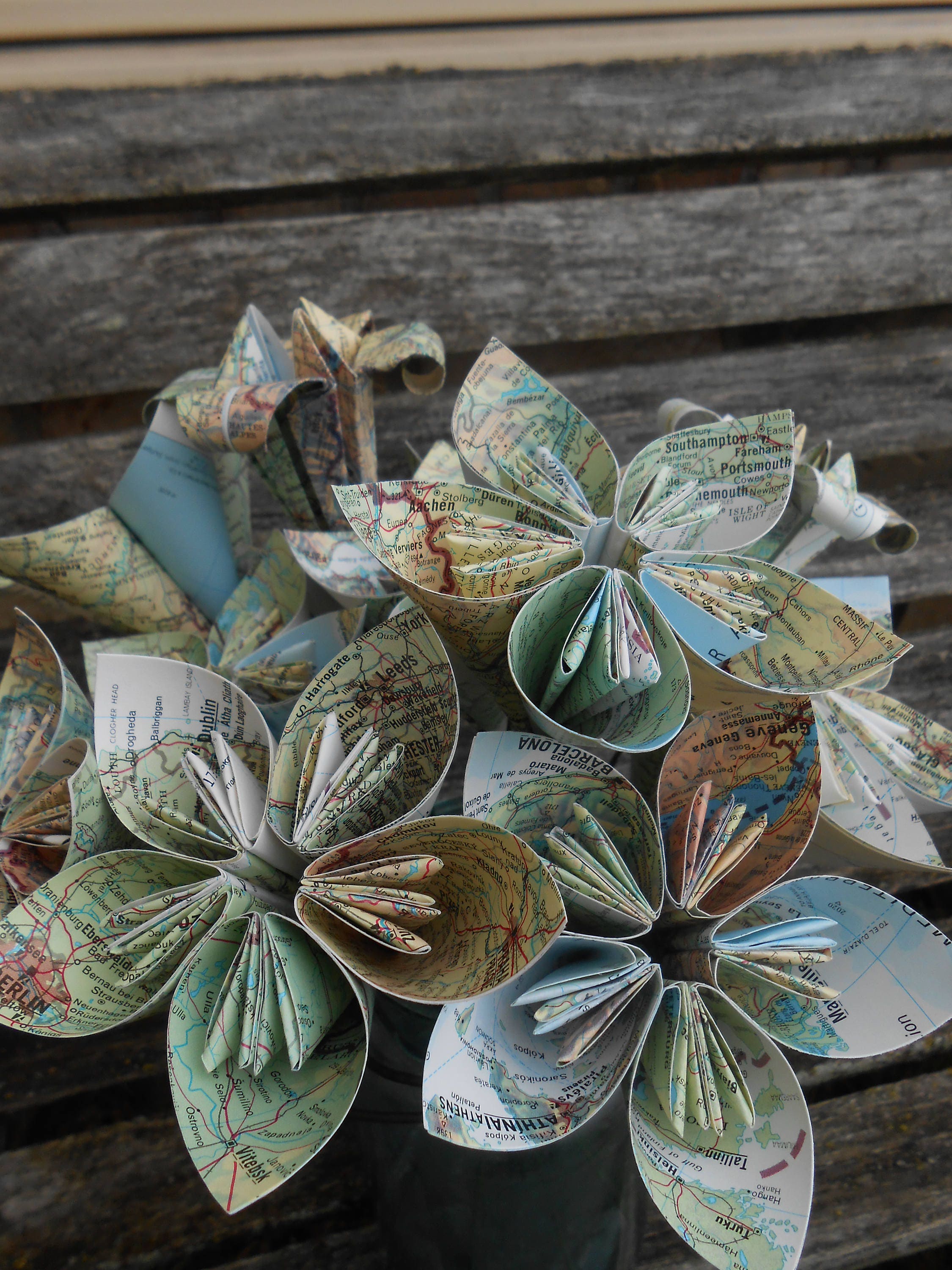 Vintage Map Paper Flower Bouquet. World Maps. Origami | Etsy
