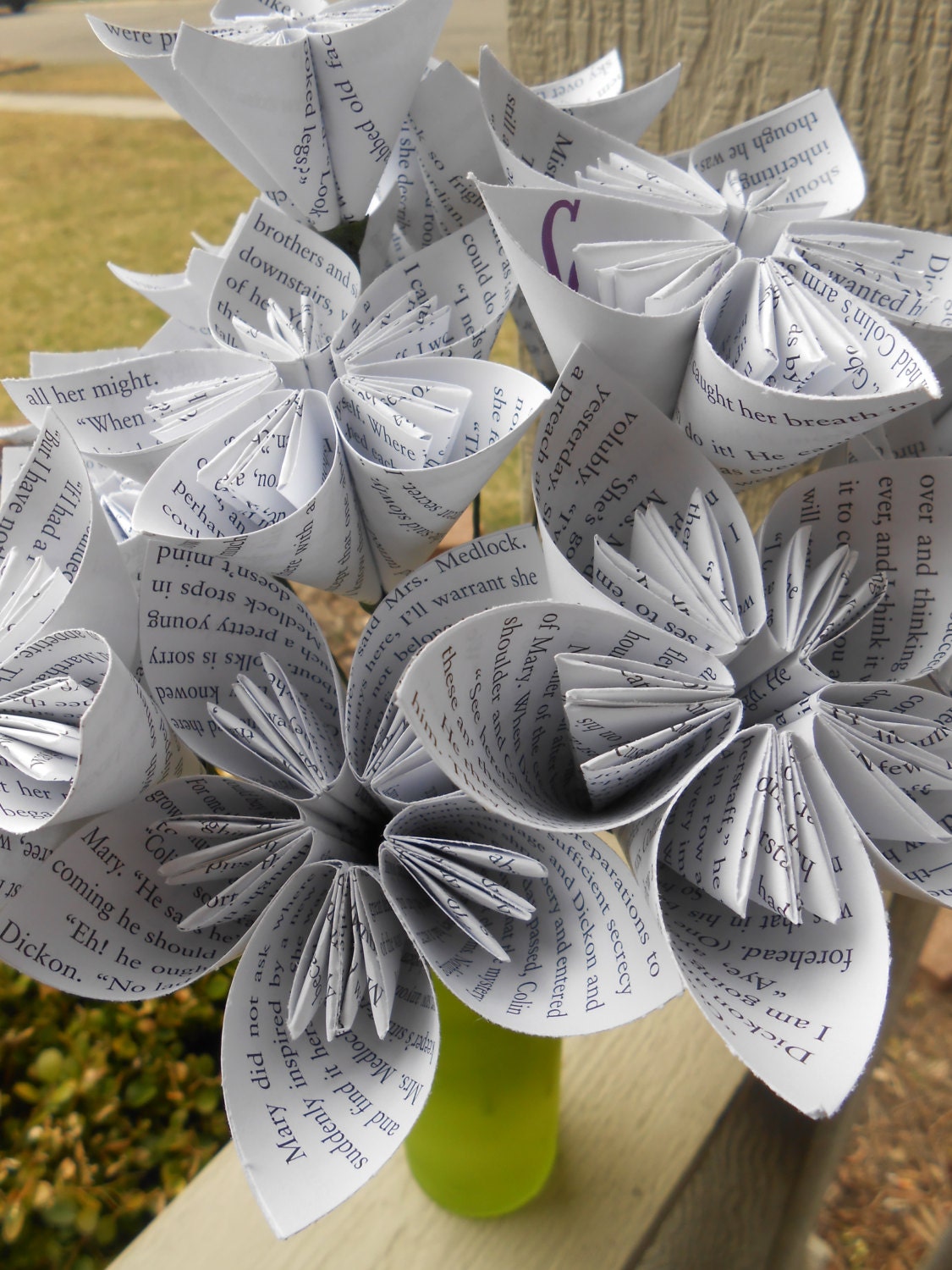 Secret Garden Paper Flower Bouquet, Origami Paper Flowers. Upcycled ...