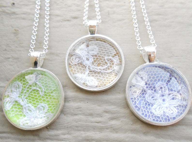 Your Wedding Dress Lace Necklace. Bridesmaid Gift Mom Gift | Etsy