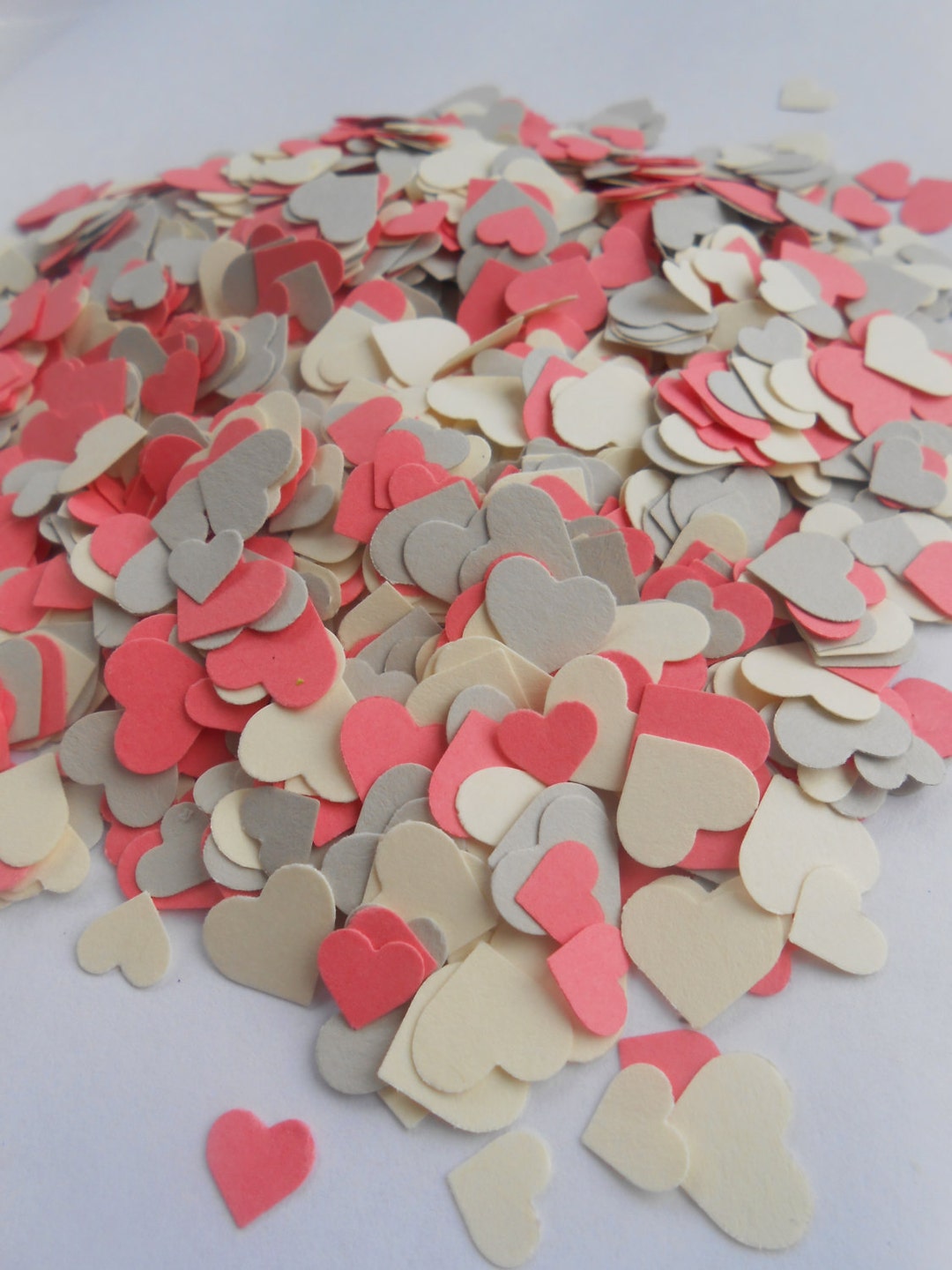 Over 2000 Mini Confetti Hearts. IVORY, CORAL & GREY Mix. Weddings ...