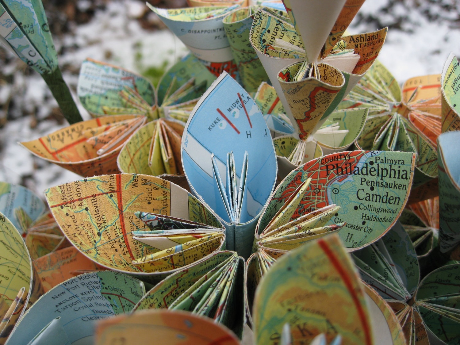Vintage Map Paper Flower Bouquet, United States Map. CUSTOM ORDERS ...